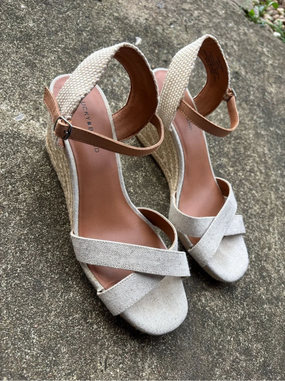 Lucky Brand | Shoes | Lucky Brand Neutral Espadrille Wedge Sandals With ...